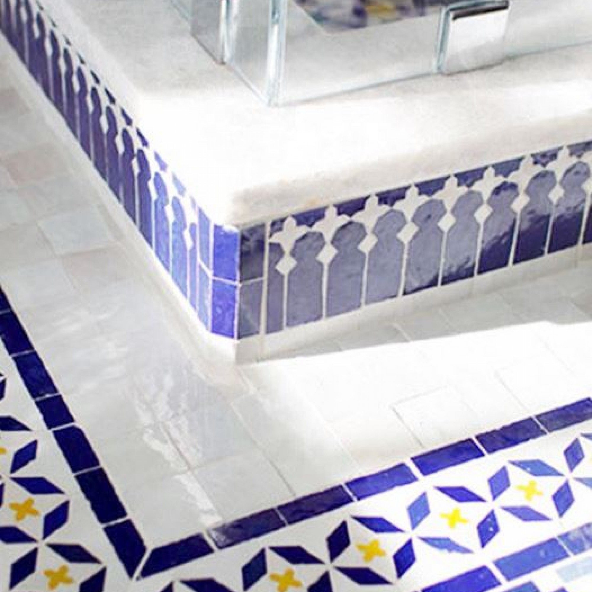 Blue Moroccan Mosaic Tile Bathroom in Cape Region